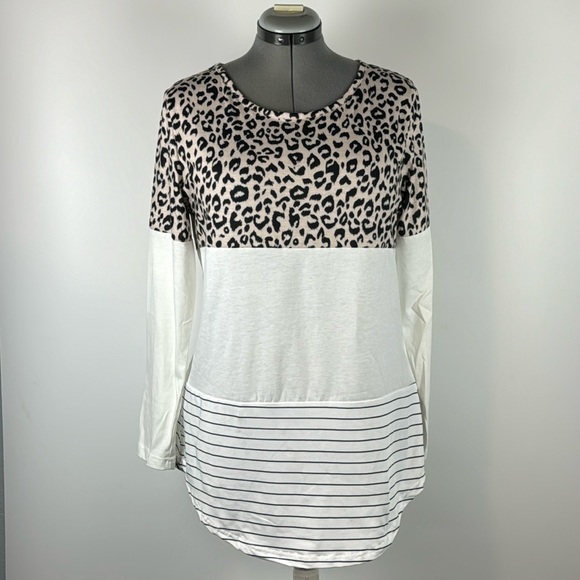 Sherosa | Tops | Sherosa Womens Size L Long Sleeve Colorblock Tunic ...